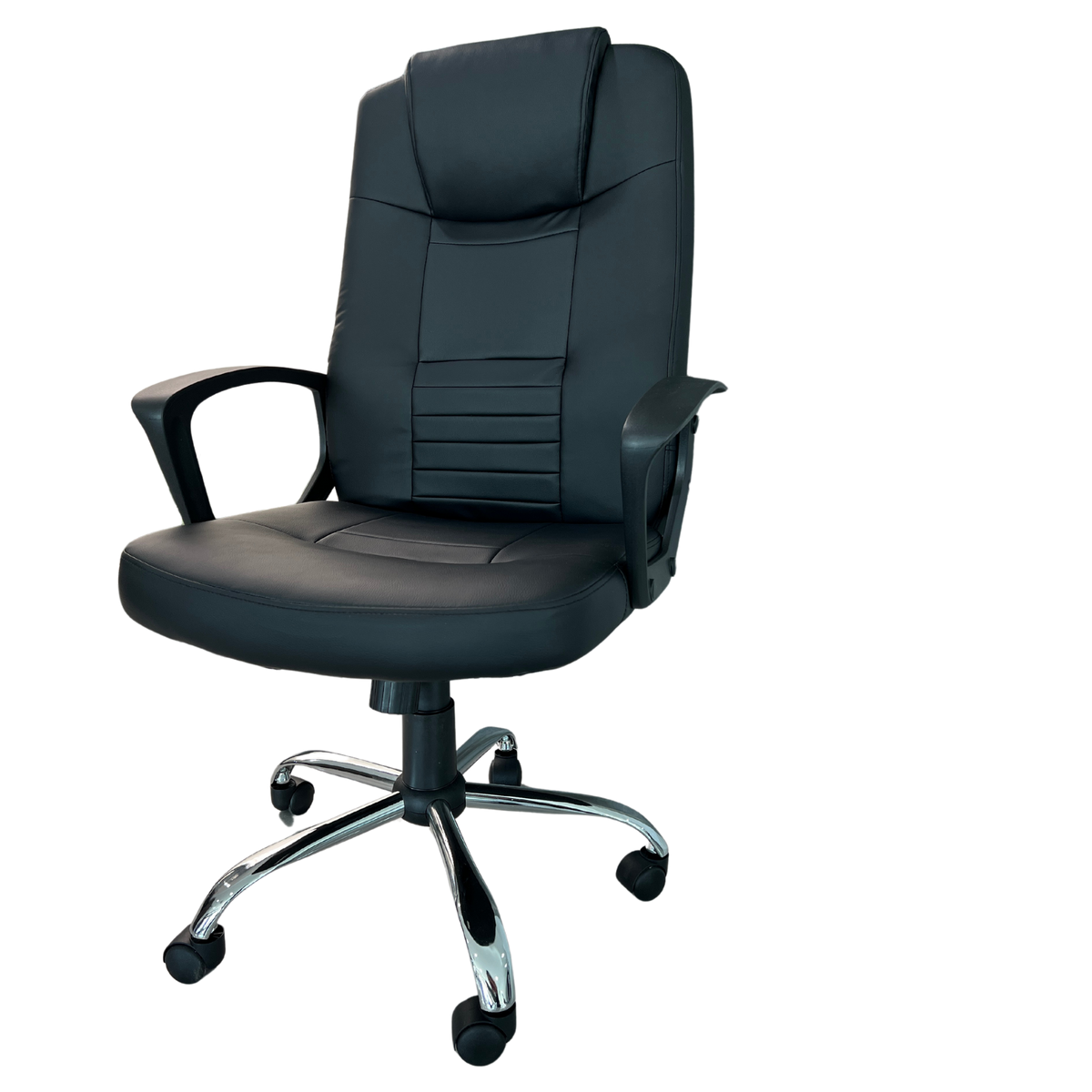 SILLA EJECUTIVA SIT, RESPALDAR ALTO, PIEL SINTETICA, 250 LBS, BASE CRO – Skytek Honduras